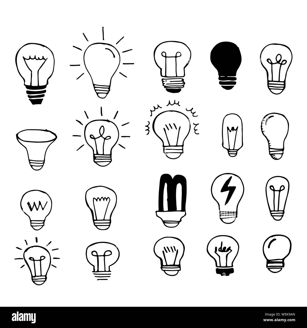 Hand drawn light bulbs Stock Vector Image & Art - Alamy