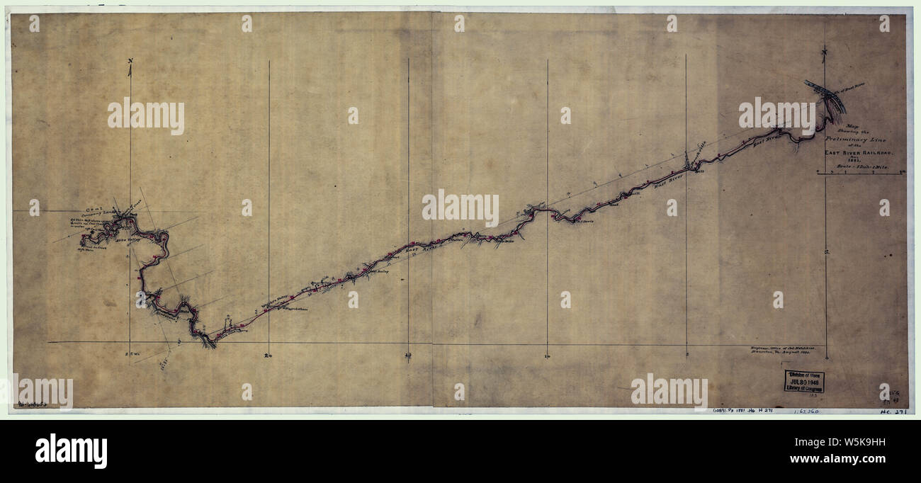 215 Map showing the preliminary line of the East River Railroad May ...