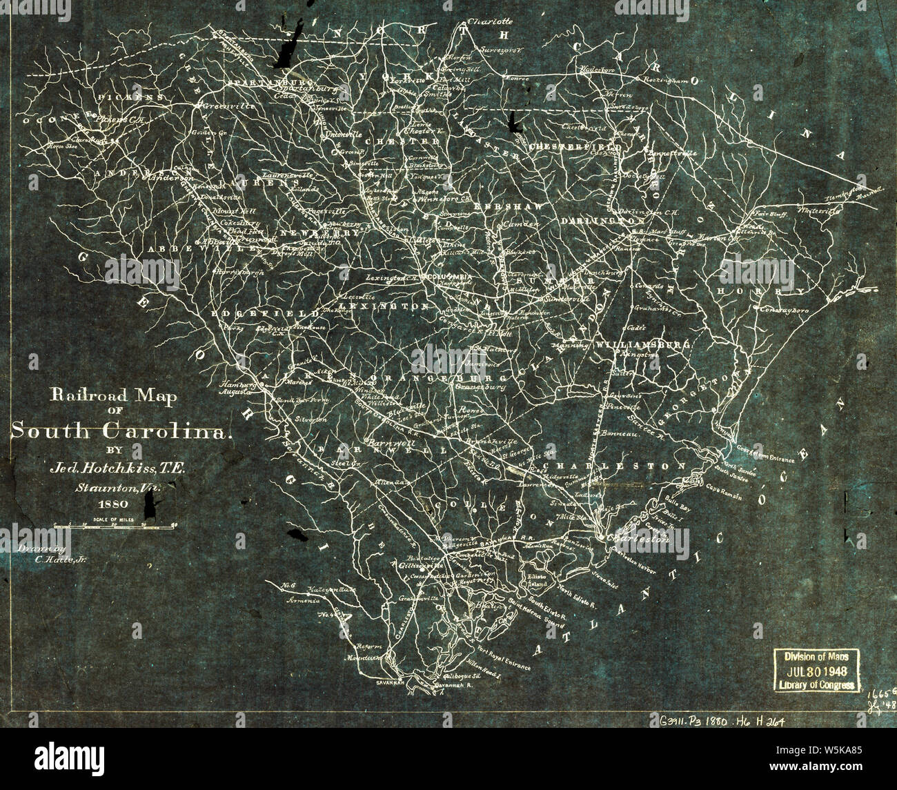 233 Railroad map of South Carolina by Jed Hotchkiss TE Stanton Va ...