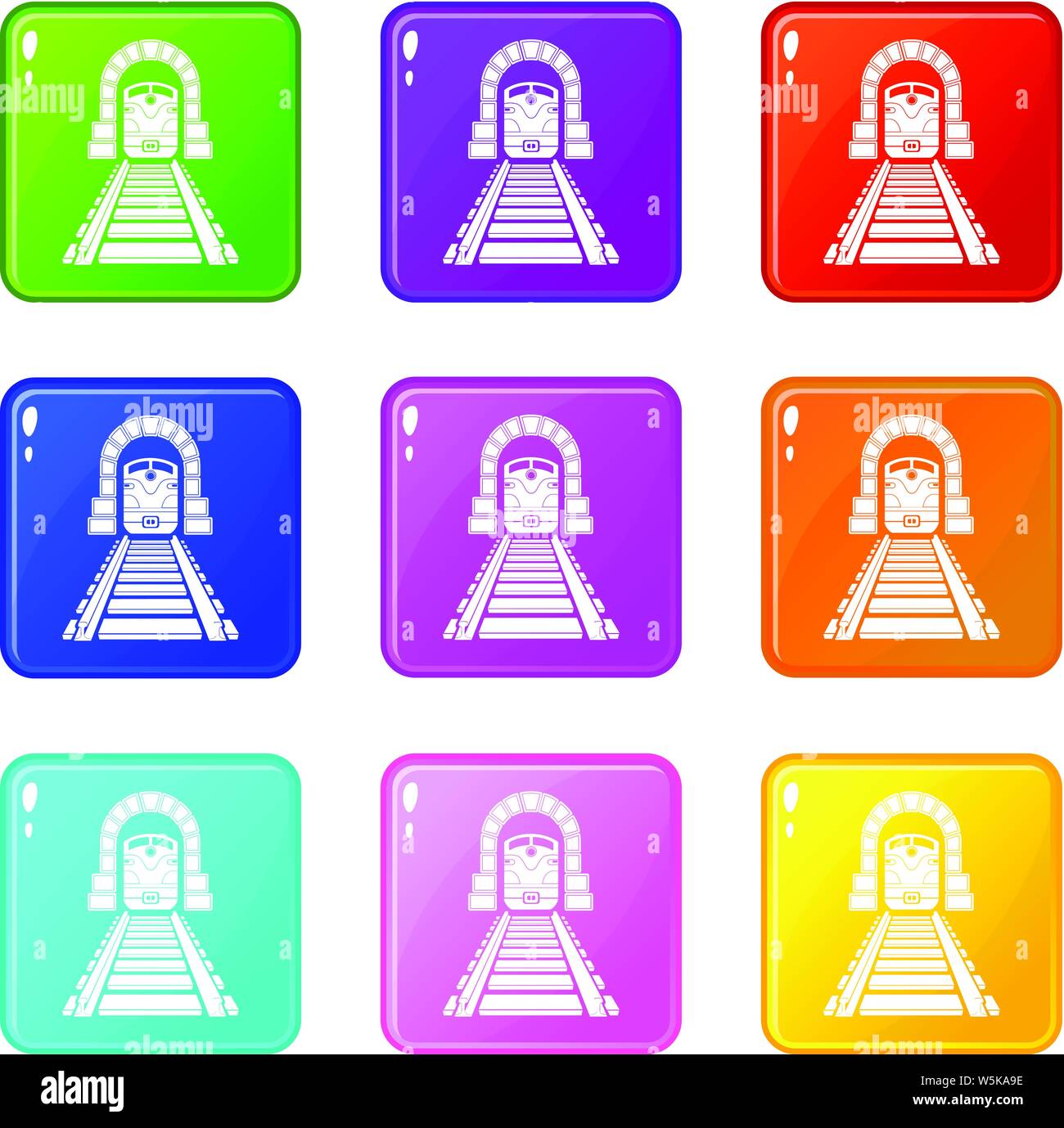 Railway tunnel icons set 9 color collection Stock Vector Image & Art ...