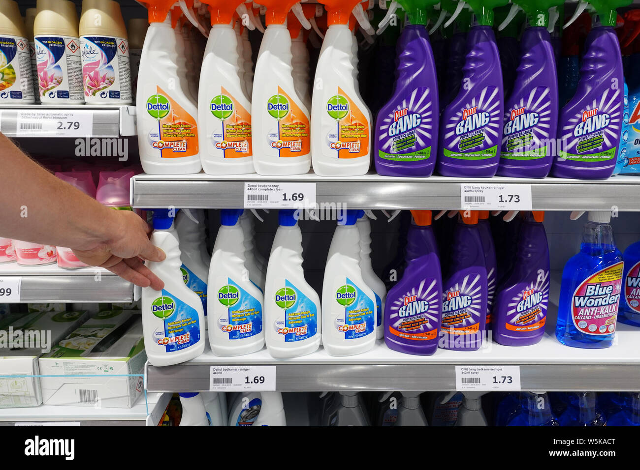 Sanitary cleaners in a store Stock Photo - Alamy