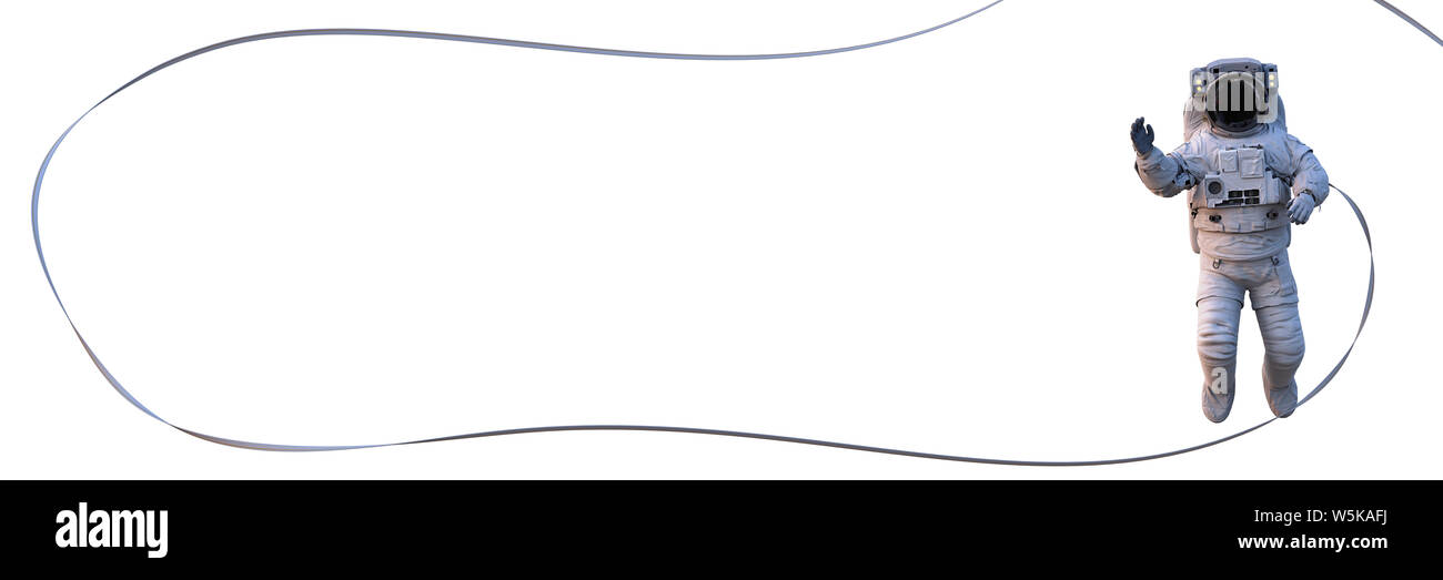 astronaut with safety tether waving, isolated on white background Stock ...