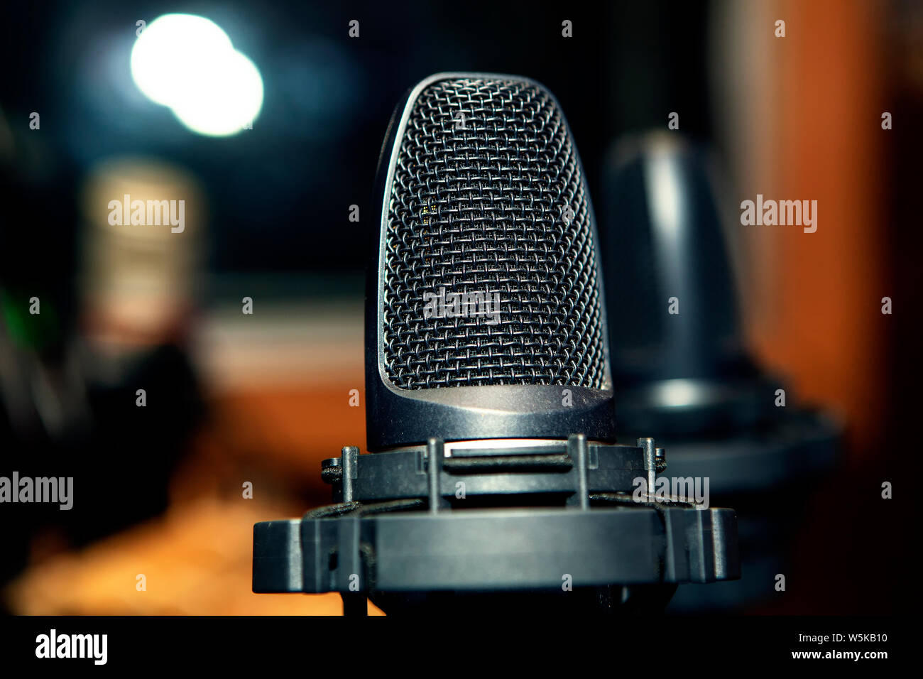 black microphone in the studio Stock Photo - Alamy