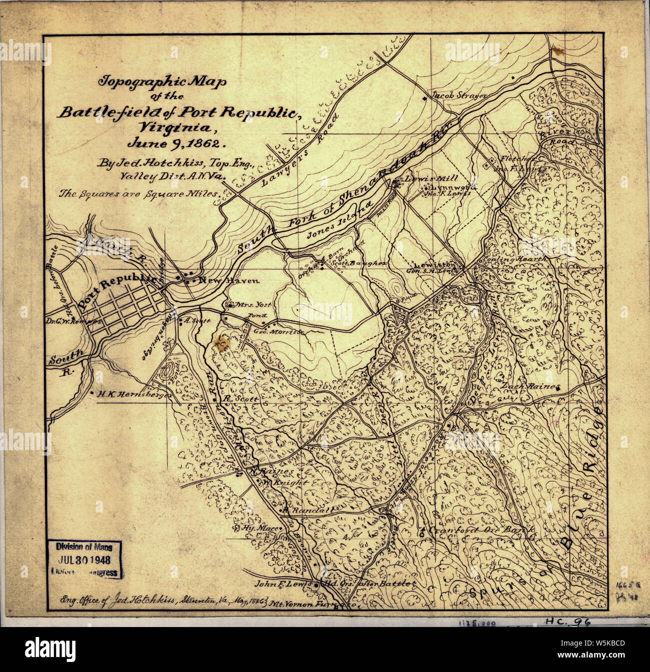 266 Topographic map of the battle-field of Port Republic Virginia June ...
