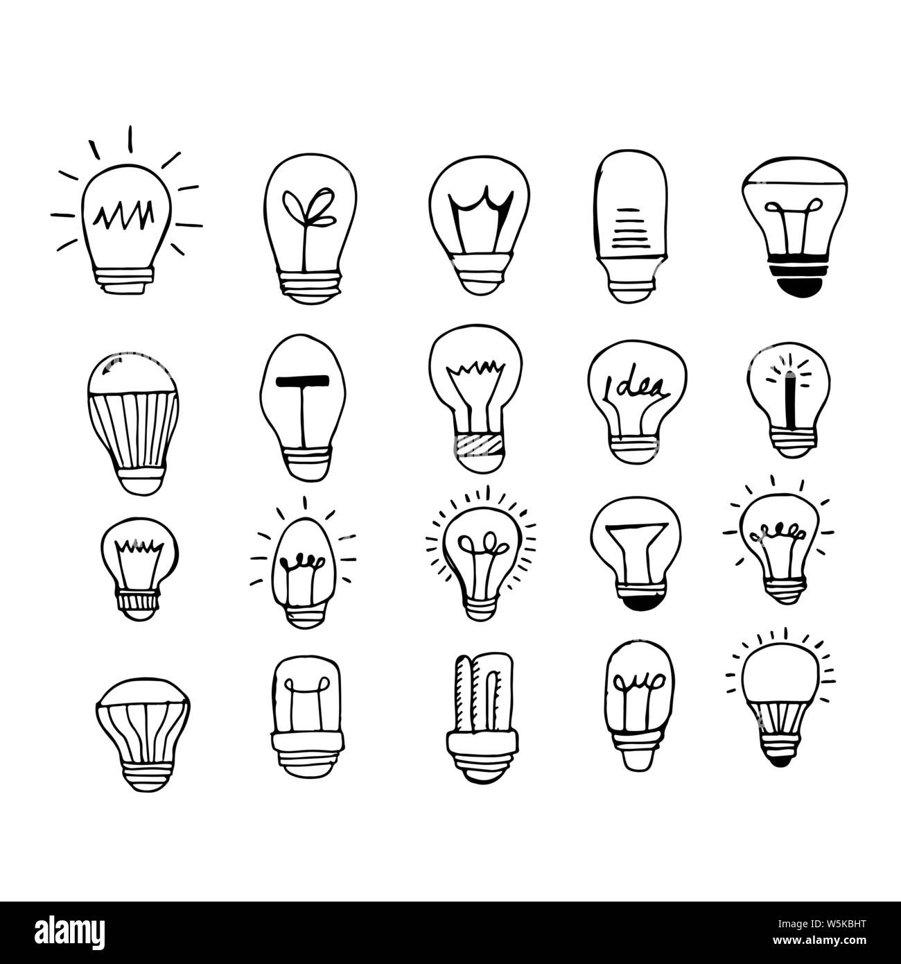 Hand drawn light bulbs Stock Vector Image & Art - Alamy