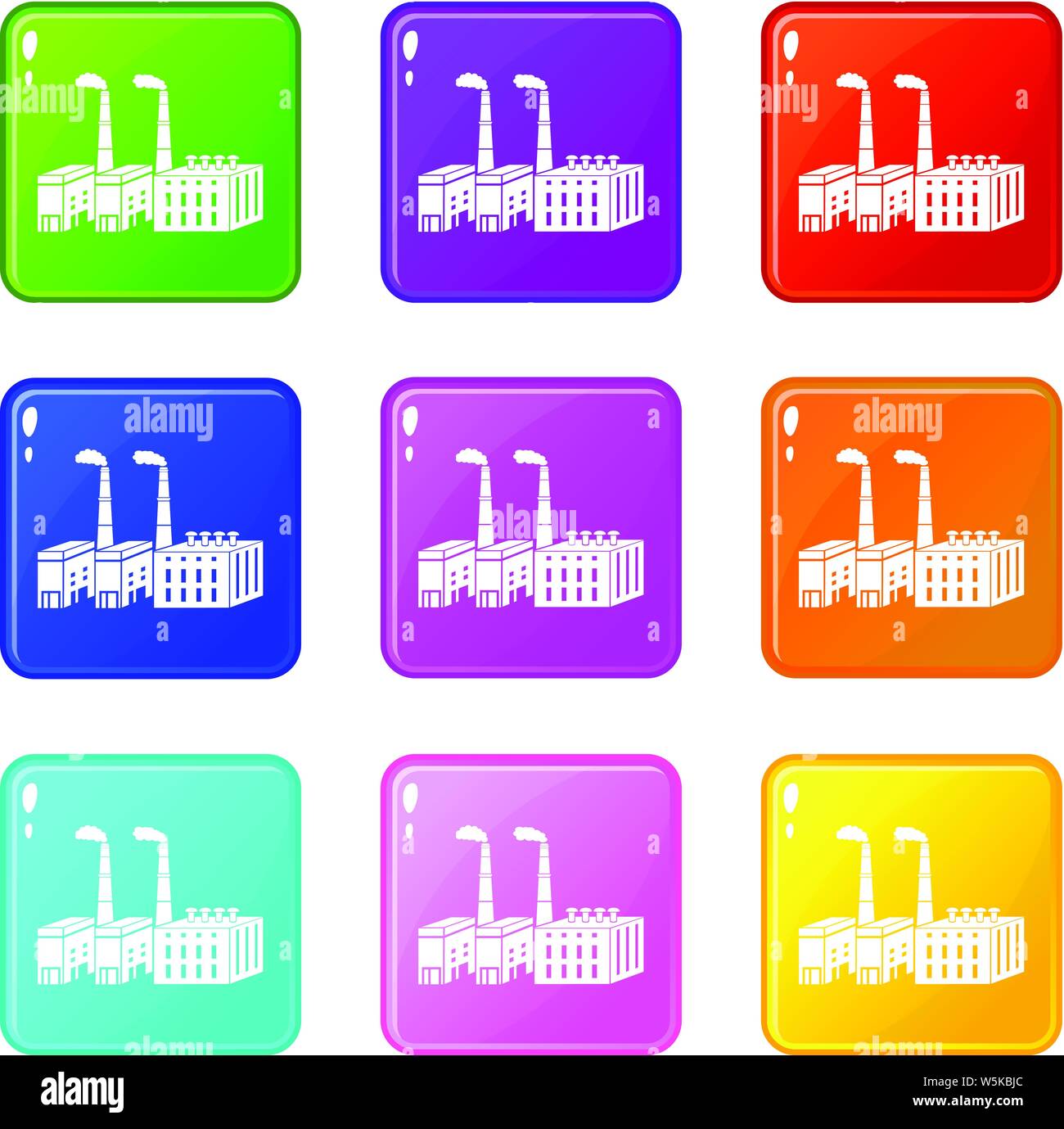 Large chemical plant icons set 9 color collection Stock Vector Image ...