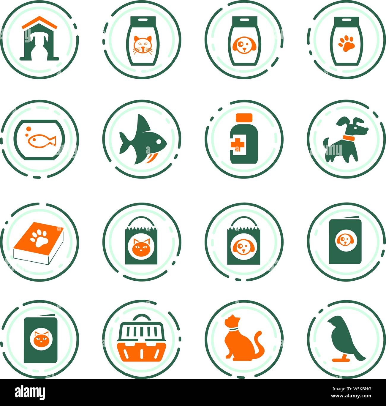 Goods for pets color vector icons for user interface design Stock ...