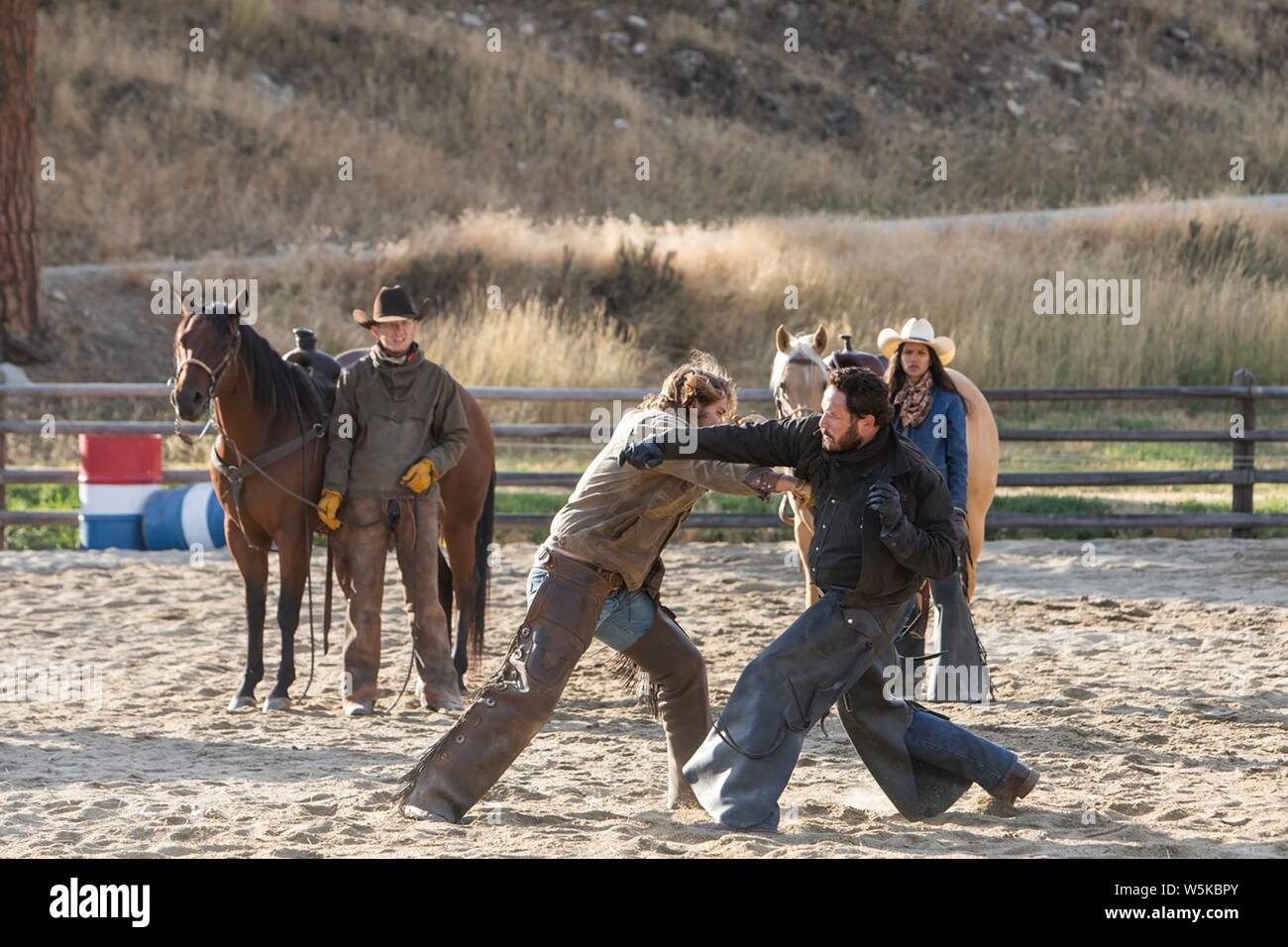 YELLOWSTONE, front from left: Luke Grimes, Cole Hauser, 'New Beginnings ...