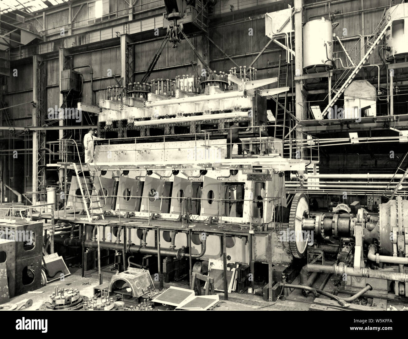Shipbuilding in North East England. The building of a ships engine in ...