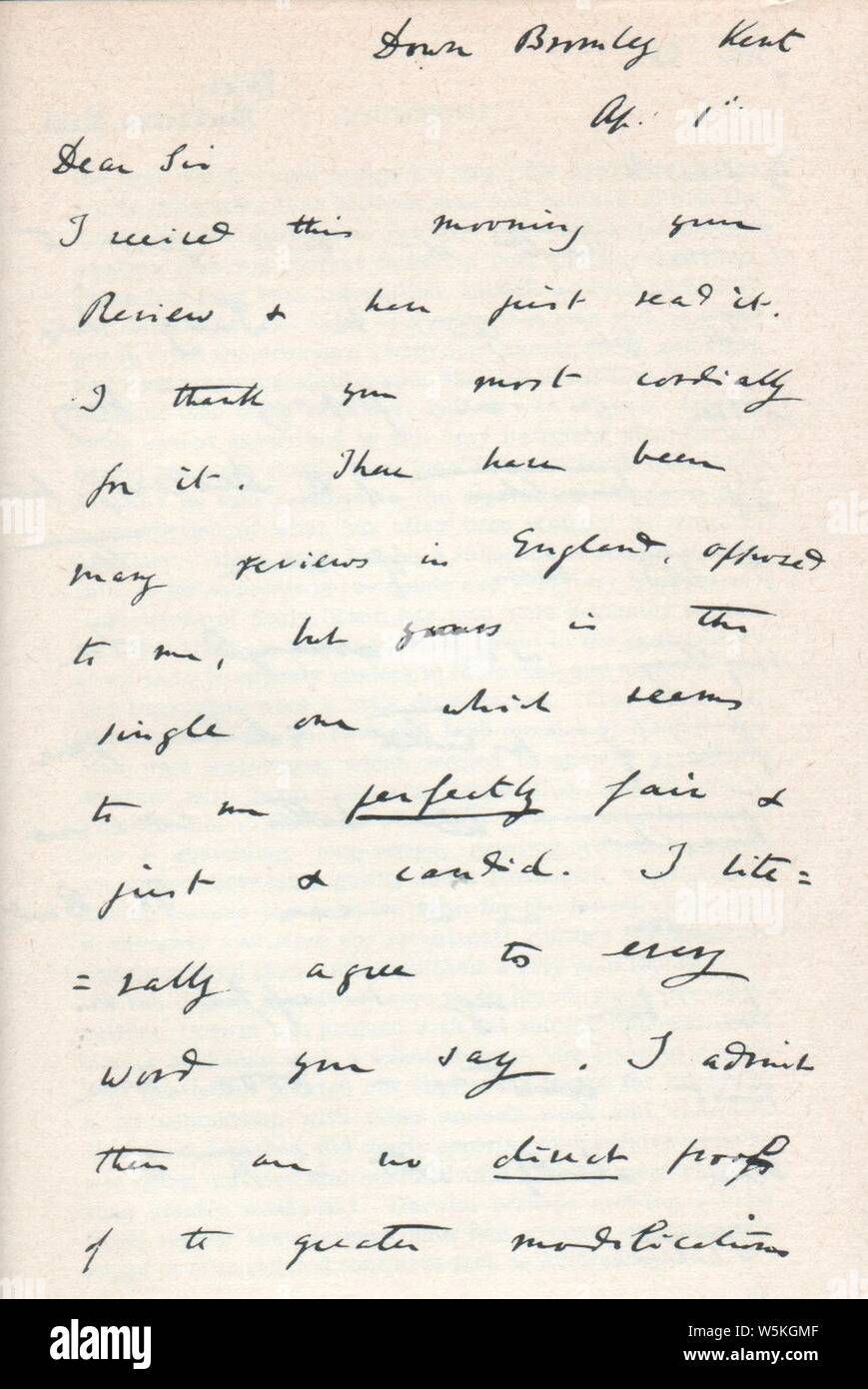 Darwin letter 1860 (2 Stock Photo - Alamy