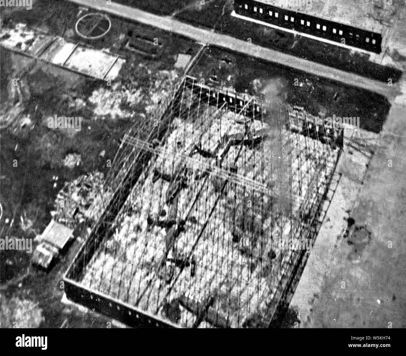 Damaged Japanese aircraft hangar on Formosa 1945 Stock Photo - Alamy
