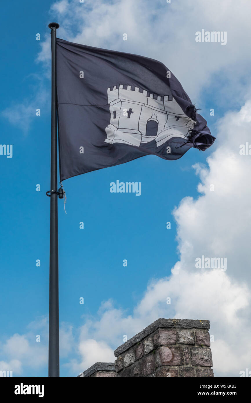 Gent, Flanders, Belgium - June 21, 2019: Closeup of black-white flag of ...