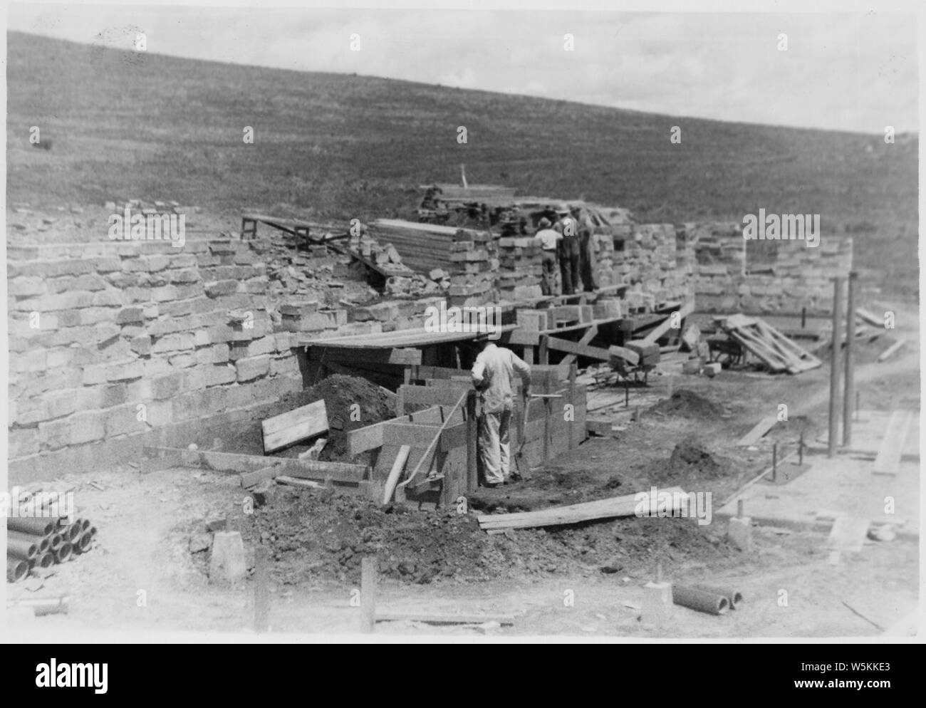 Construction on brick wall of Rising Hail barn Stock Photo - Alamy