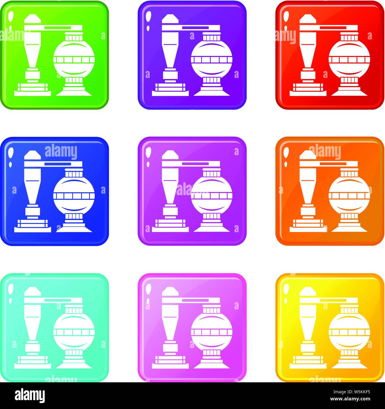 Chemical installation icons set 9 color collection Stock Vector Image ...
