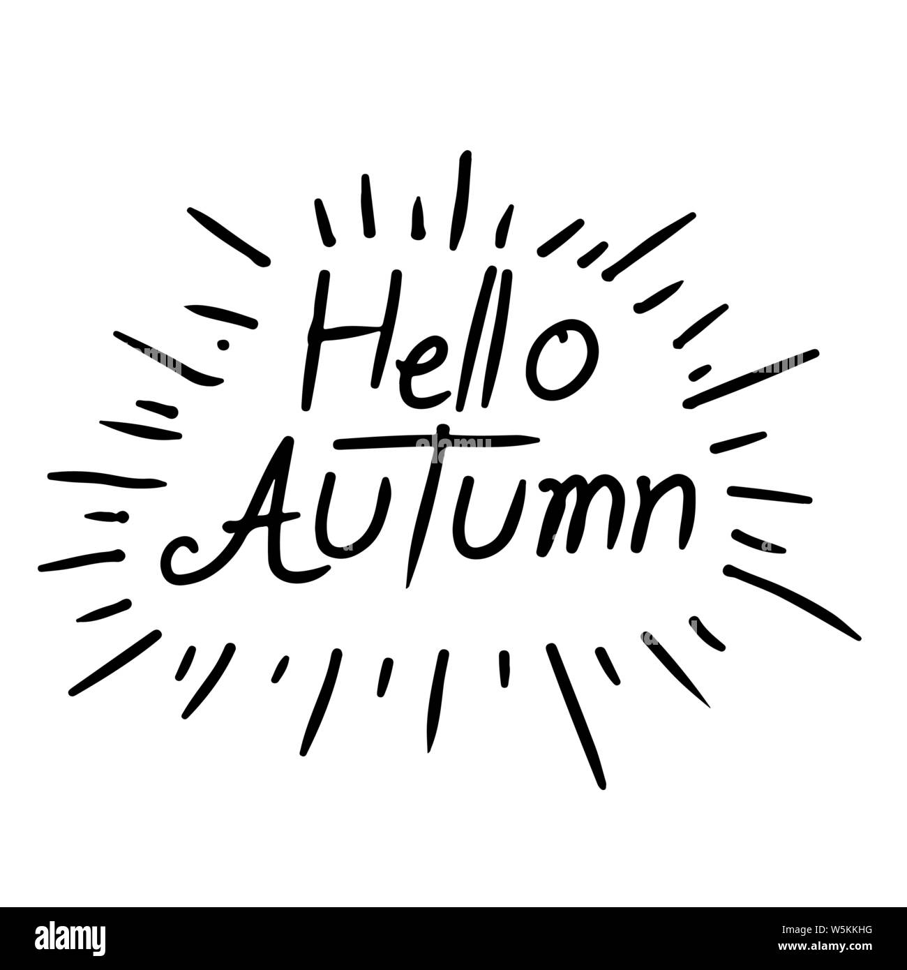Hello autumn written handwritten Cut Out Stock Images & Pictures - Alamy