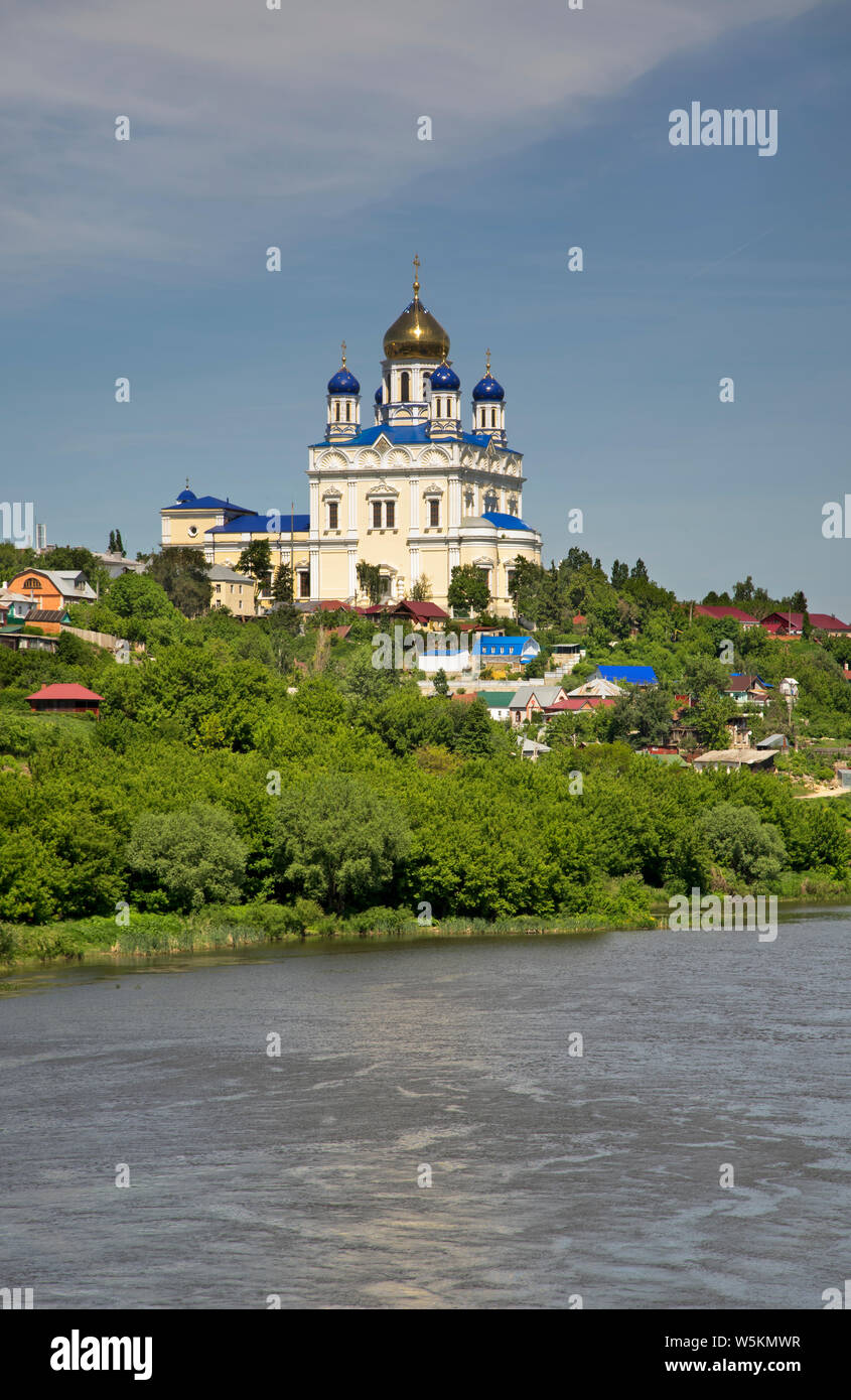 Ascension cathedral and Bystraya Sosna river in Yelets. Russia Stock ...