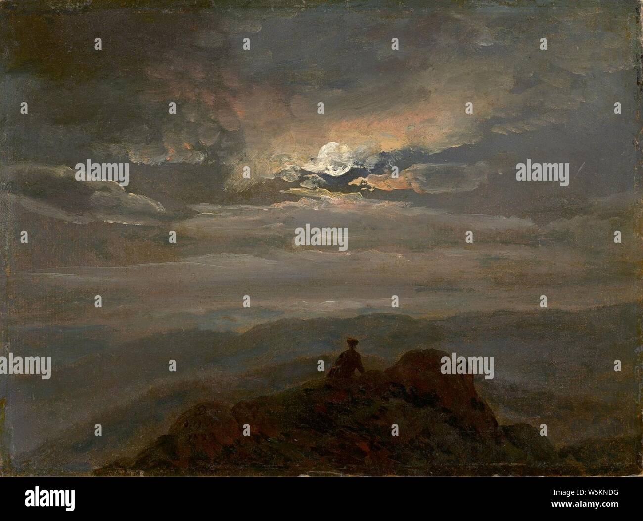 Johan Christian Clausen Dahl - Landskap i måneskinnet (1823 Stock Photo ...