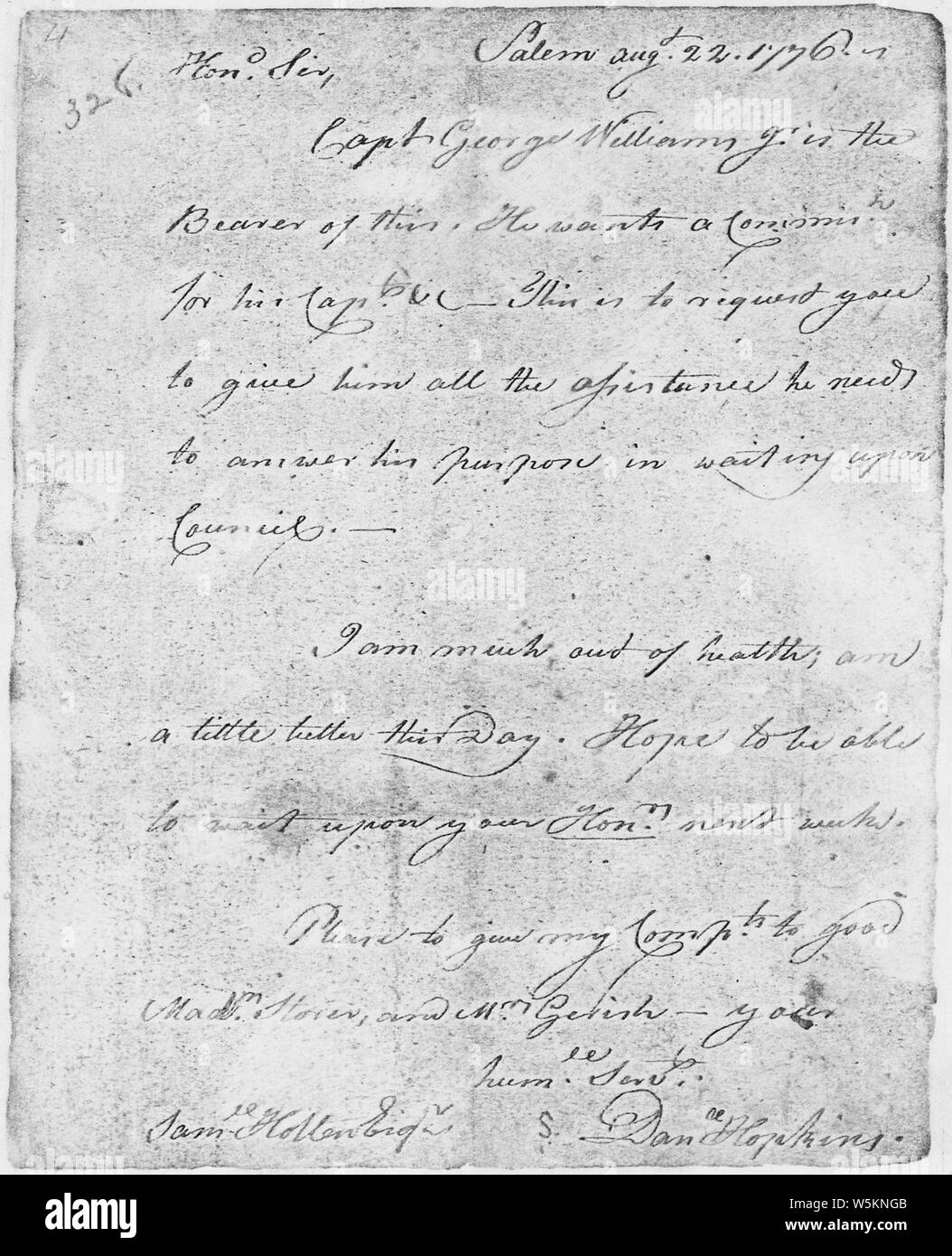 Dan Hopkins Letter to Sam Hollenberg August 22, 1776; Scope and content ...
