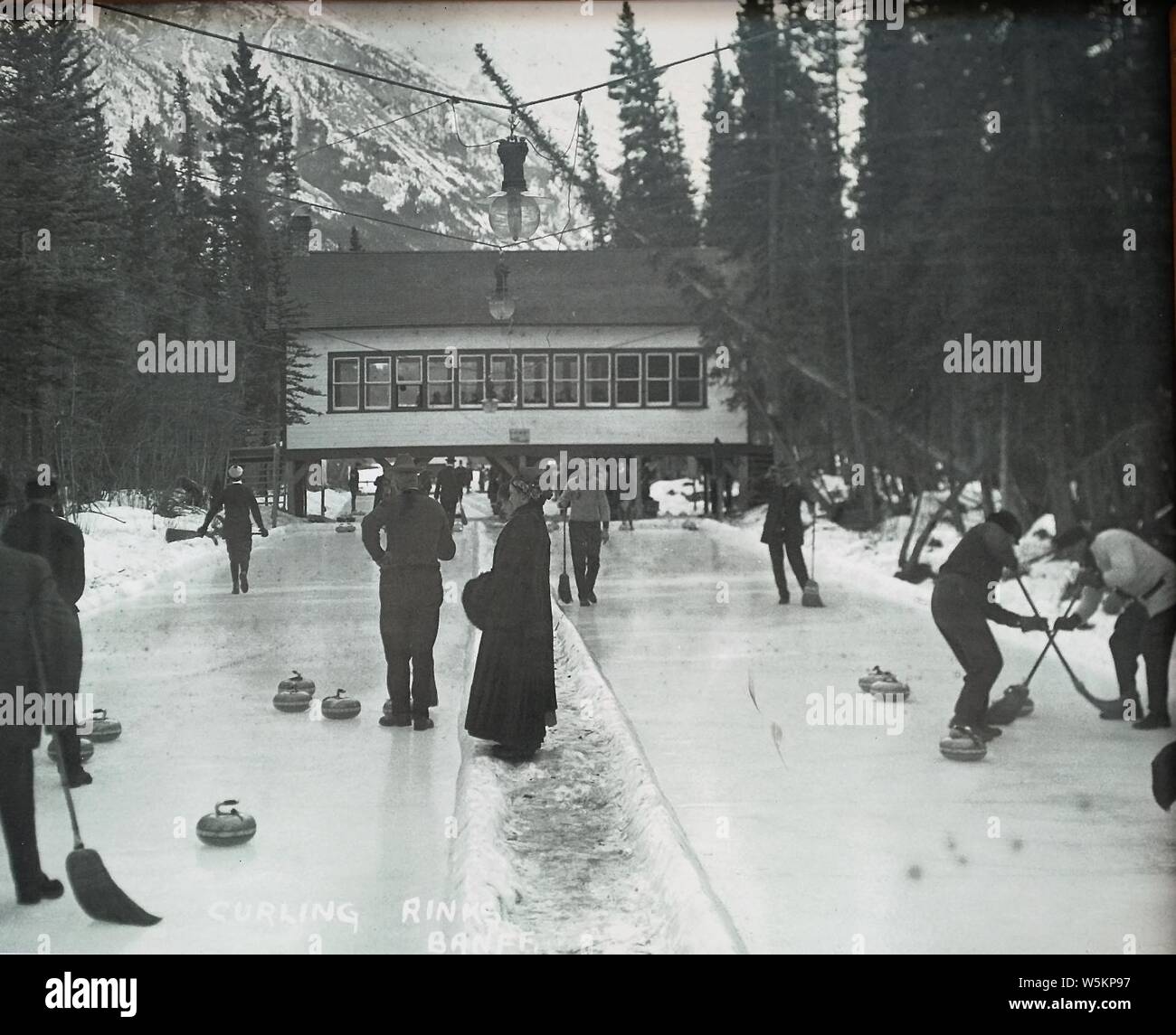 Curling rinks at Banff winter carnival, 1917 Stock Photo - Alamy