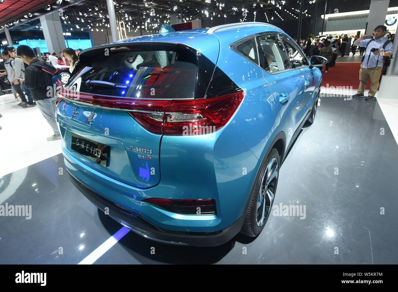 A Hongqi or Red Flag E-HS3 electric SUV of FAW Group is displayed during the 18th Shanghai ...
