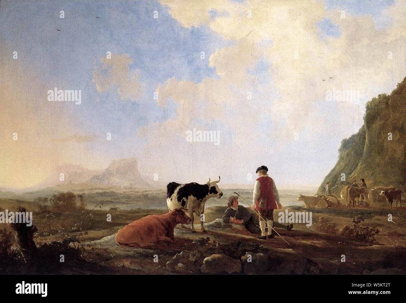Aelbert Cuyp - Herdsmen with Cows Stock Photo - Alamy