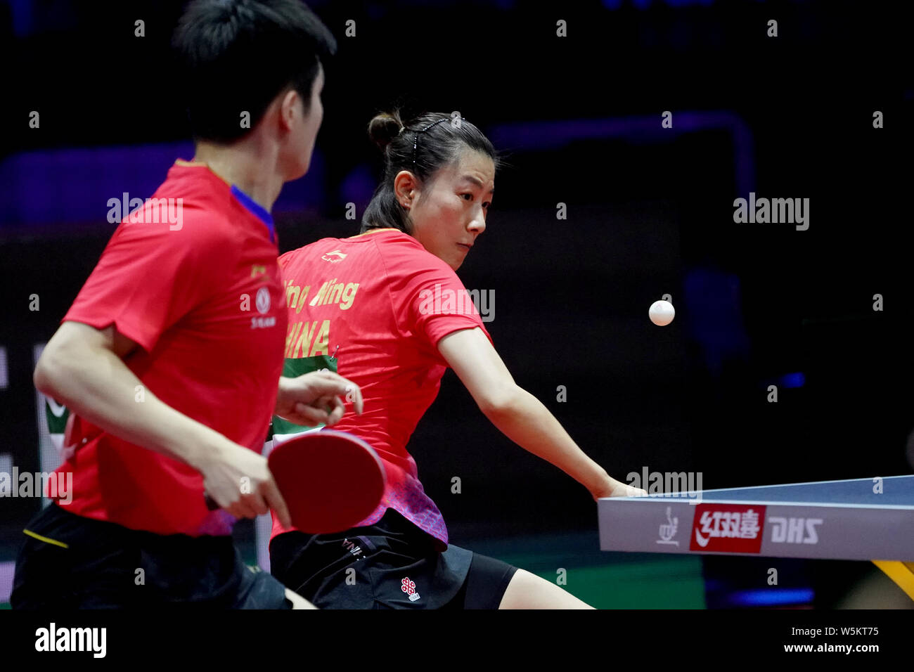 Fan Zhendong and Ding Ning of China return a shot to Xu Xin and Liu ...