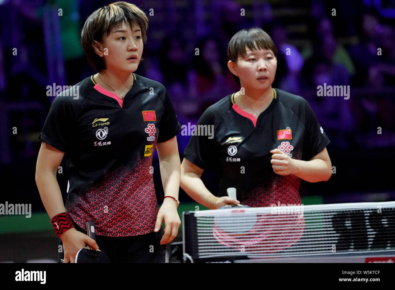 Chen Meng and Zhu Yuling of China celebrate after scoring against Doo ...