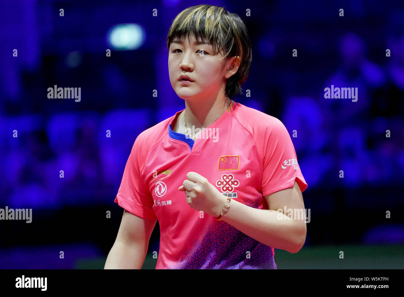 Chen Meng of China celebrates after scoring against Feng Tianwei of ...