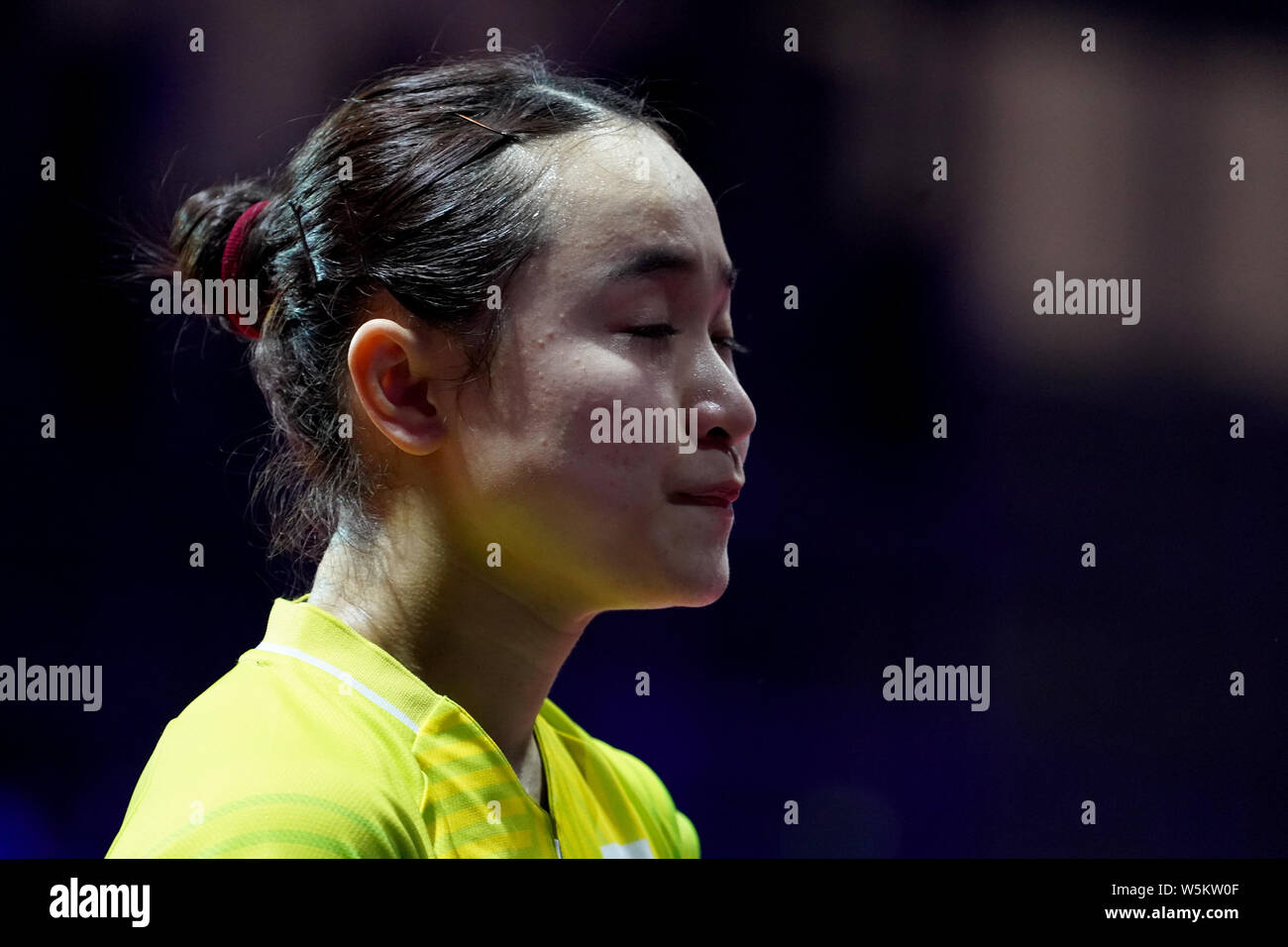 Ito Mima of Japan reacts as she competes against Sun Yingsha of China ...