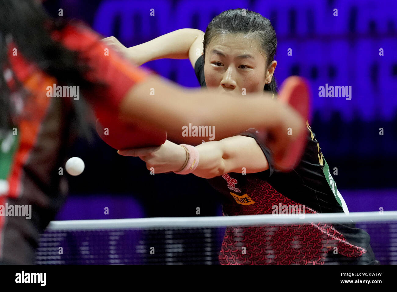 Ding Ning of China returns a shot to Adriana Diaz of Puerto Rico in ...