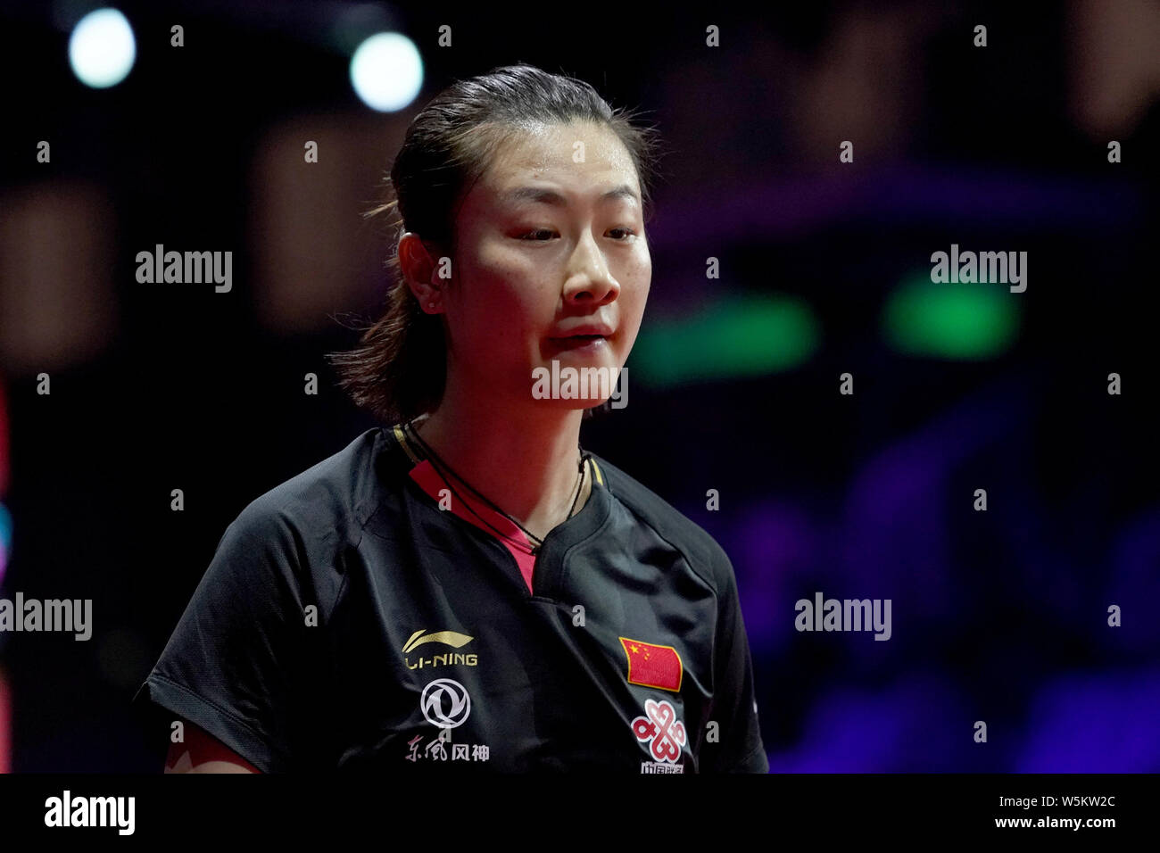 Ding Ning of China reacts as she competes against Adriana Diaz of ...
