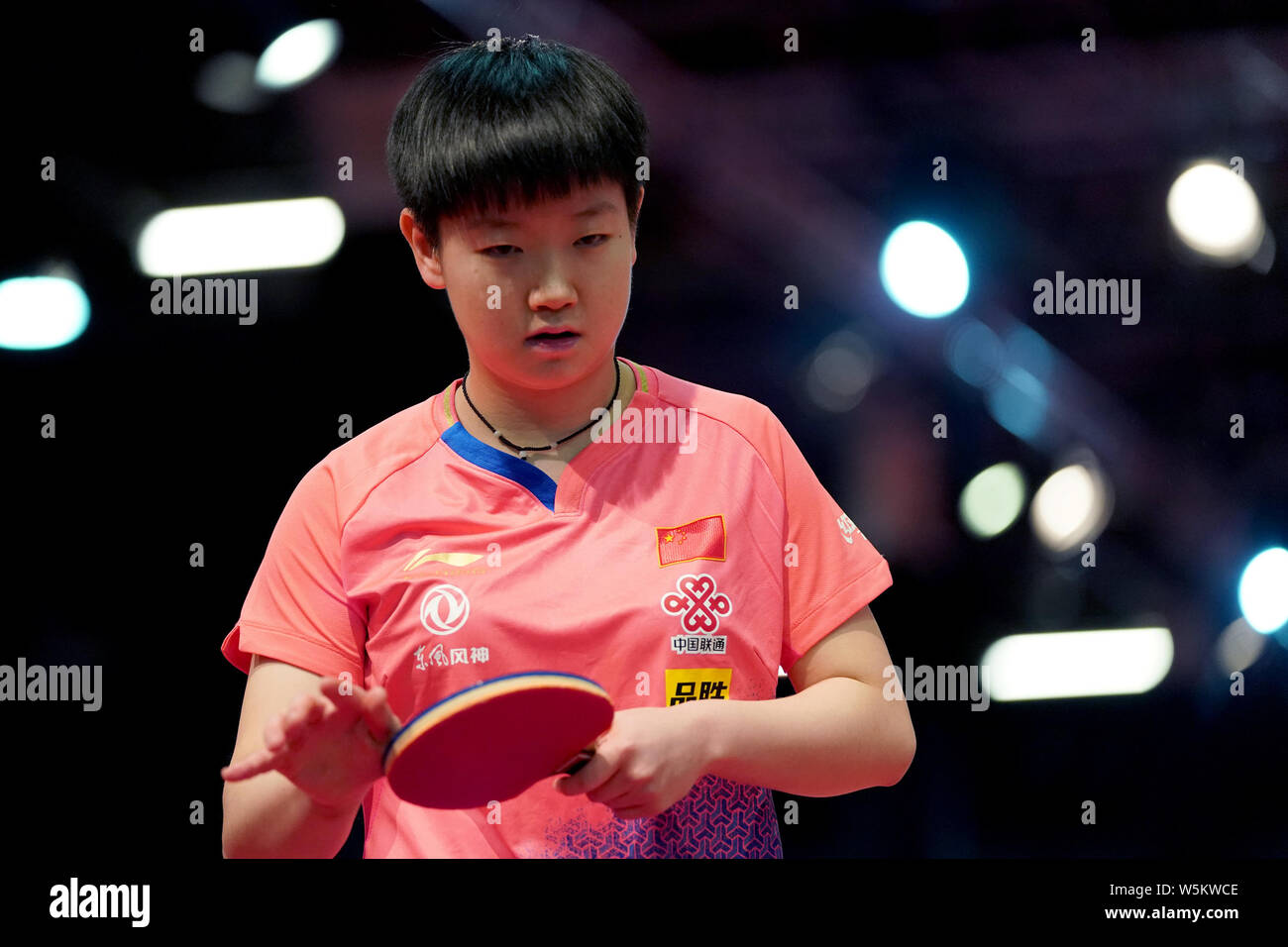 Sun Yingsha of China reacts as she competes against Danielle Konsbruck ...