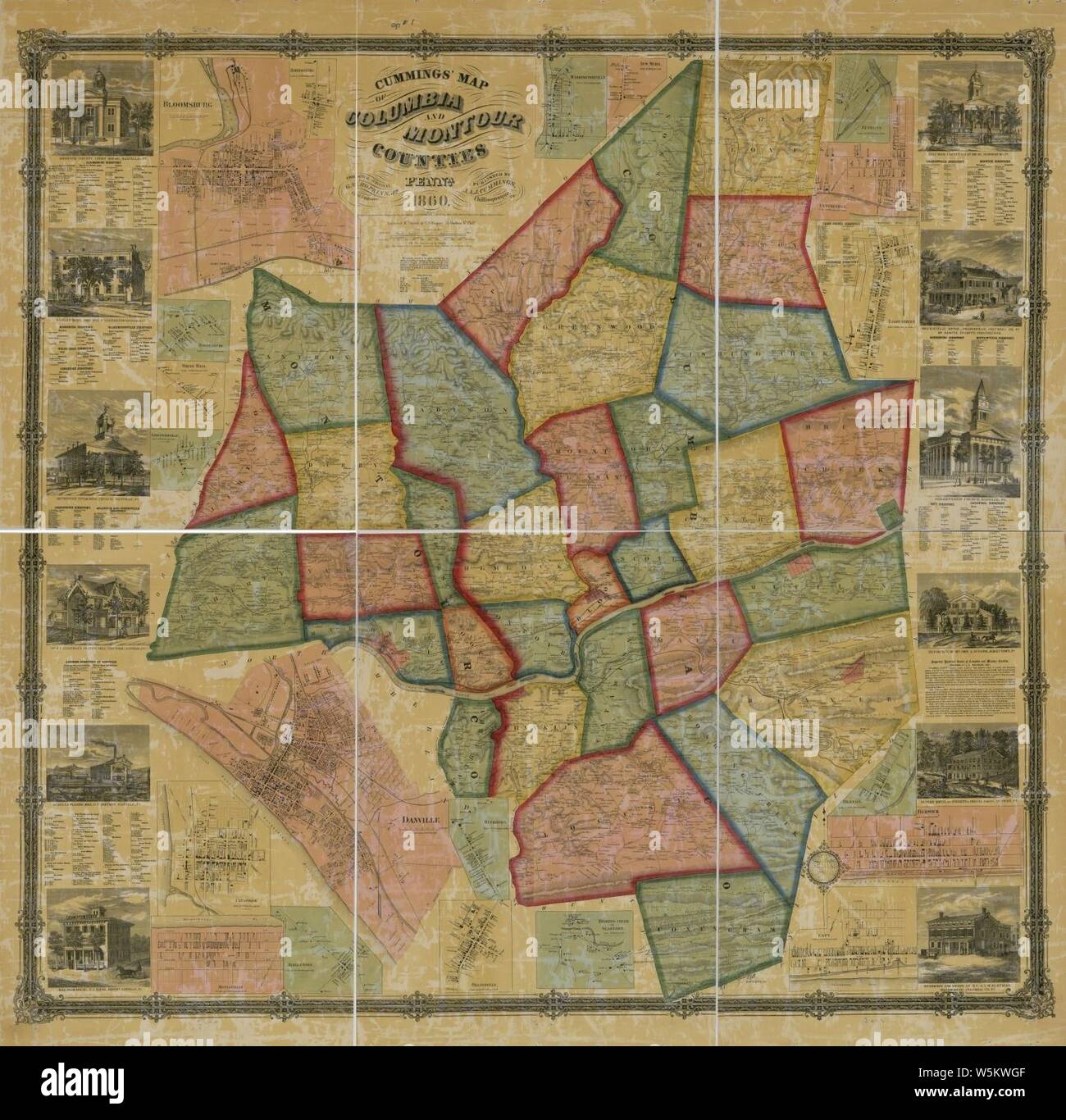 Cummings' map of Columbia and Montour counties, Penn'a - from actual ...
