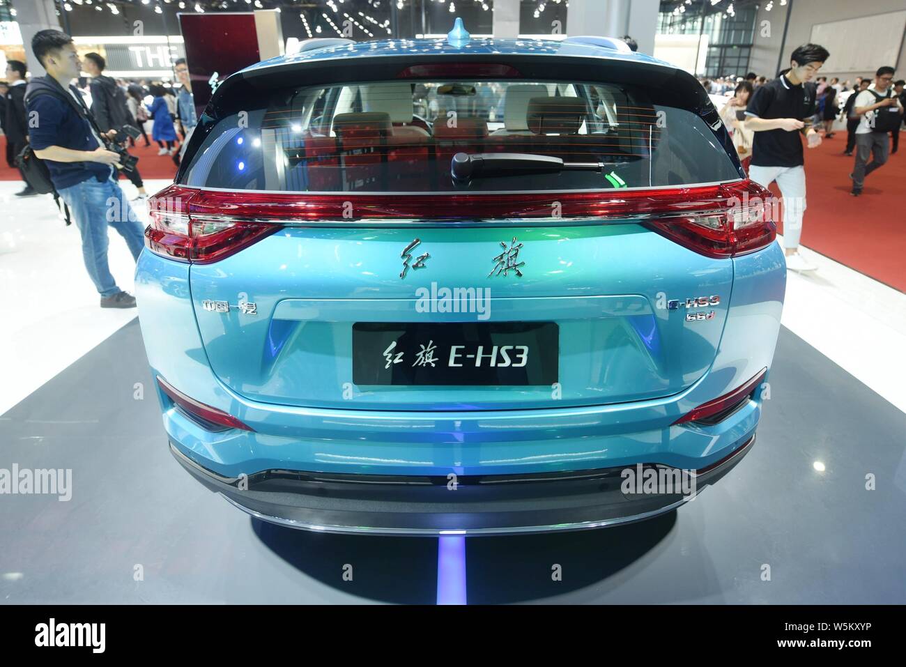 A Hongqi or Red Flag E-HS3 electric SUV of FAW Group is displayed during the 18th Shanghai ...