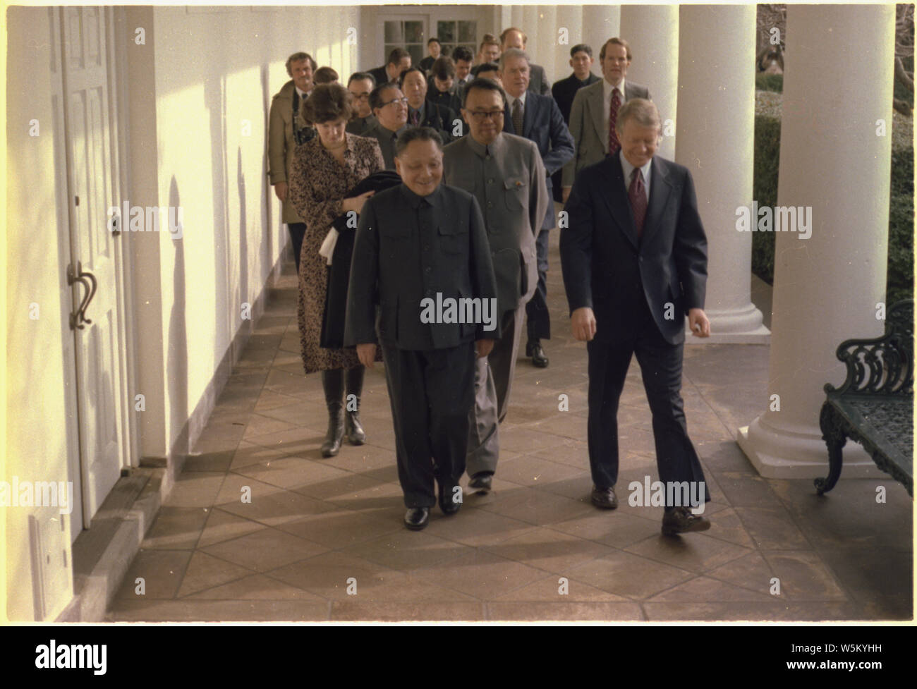 Deng Xiaoping and Jimmy Carter make their way to the Oval Office Stock ...