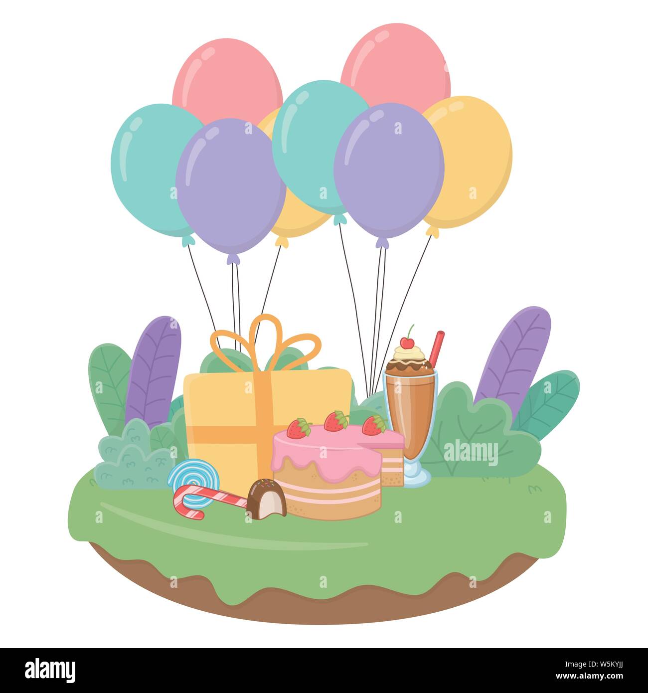 Gift and sweet design, happy birthday celebration decoration party ...