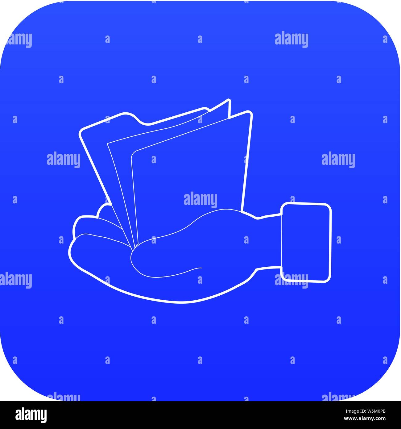 Hand holding file folder icon blue vector Stock Vector Image & Art - Alamy