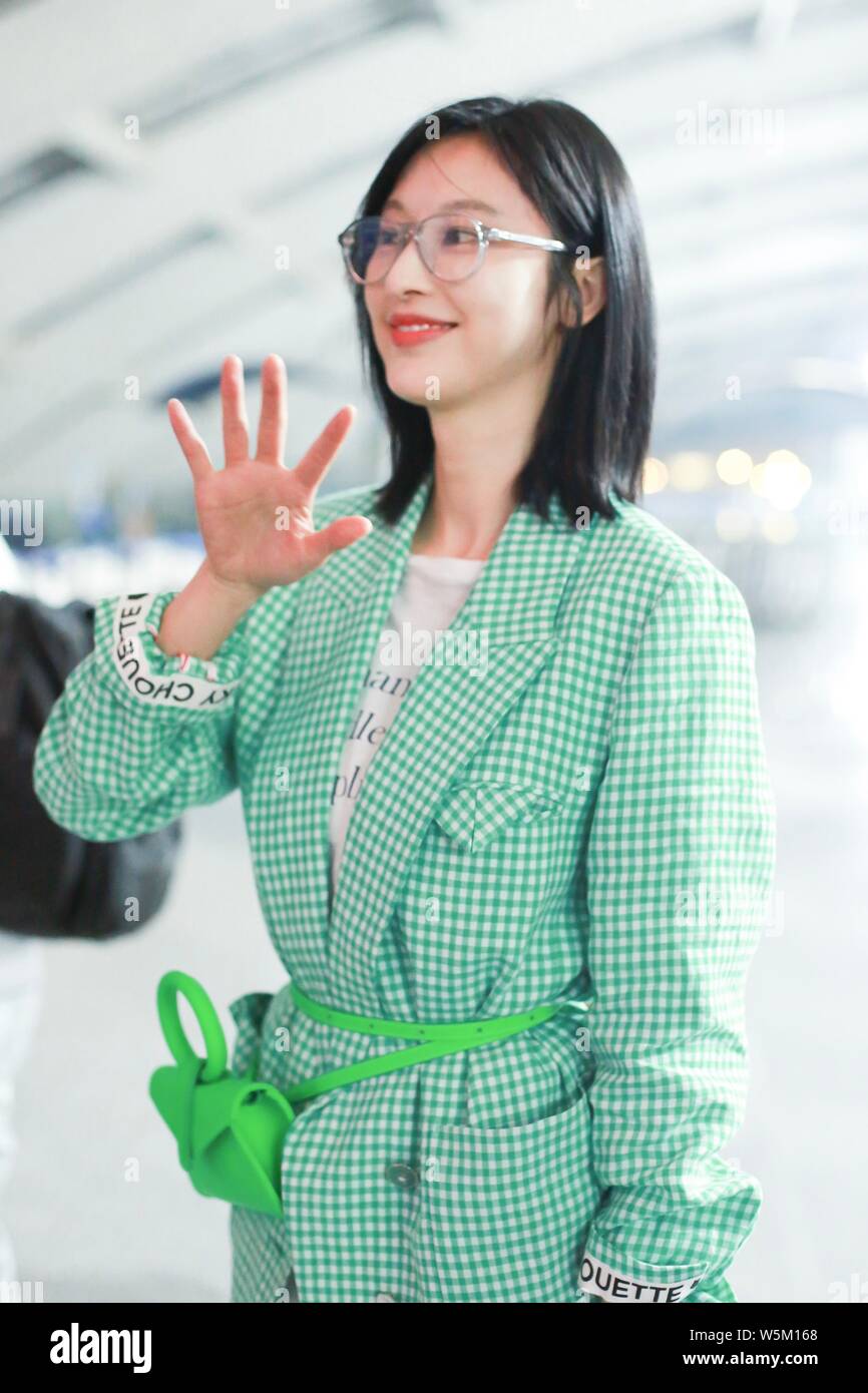 Chinese actress Zhang Li arrives at the Beijing Capital International ...