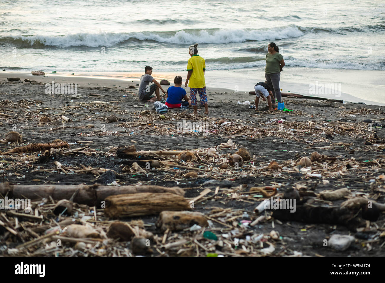 BALI, INDONESIA - APRIL 31, 2019: Beach pollution in Bali. Hard life of ...