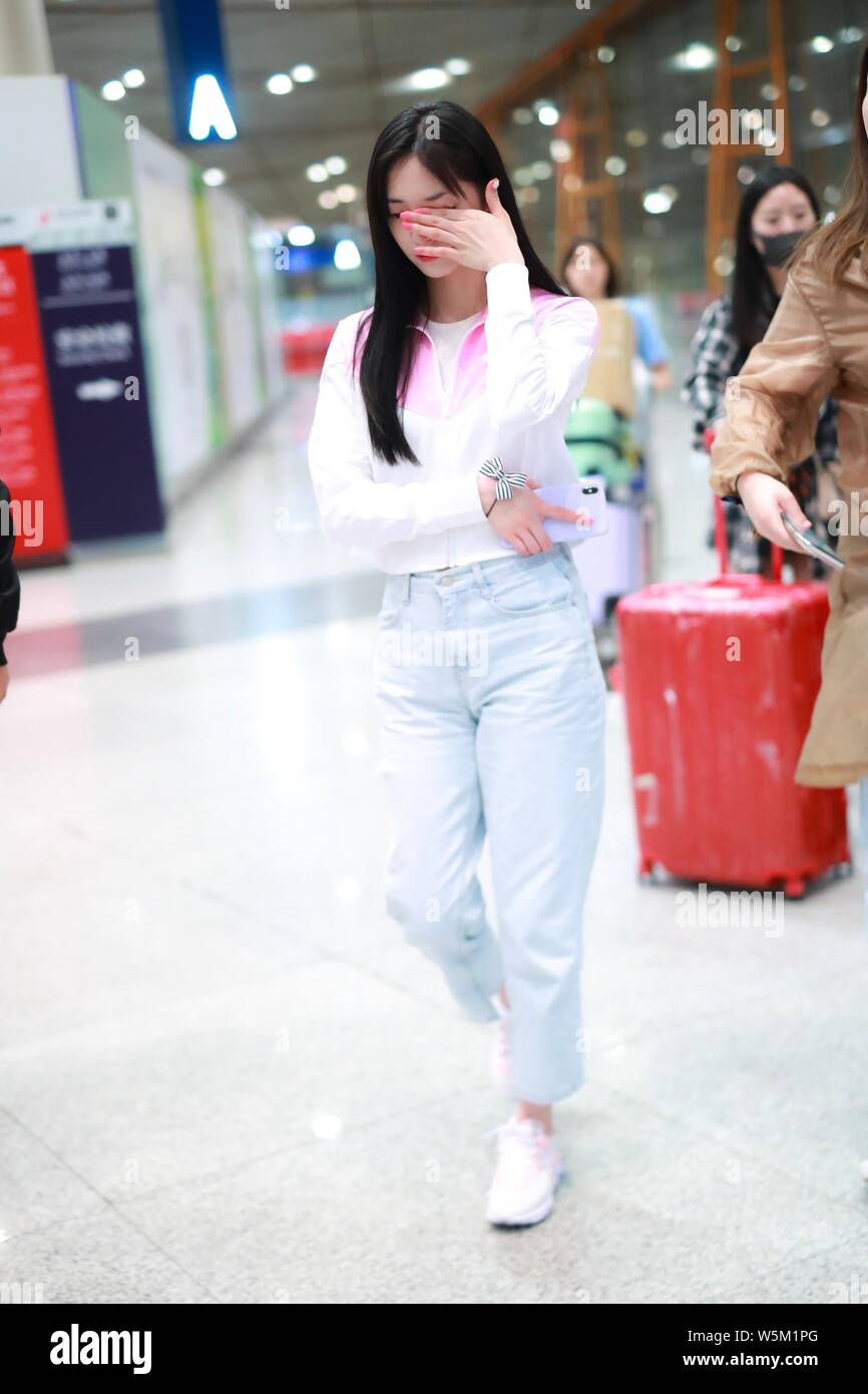 Chinese singer and actress Pinky Zhou or Zhou Jieqiong arrives at the ...