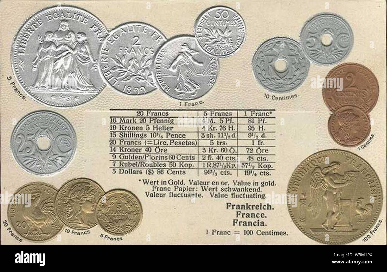 Currency postcard - France 01 Stock Photo - Alamy