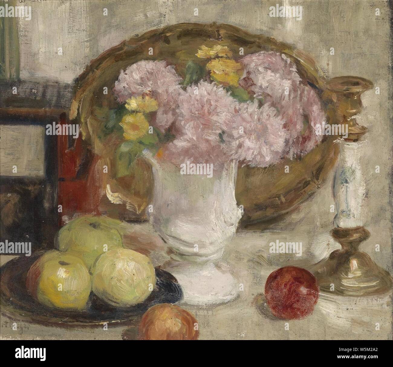 Curt Rüger Stillleben mit Blumen und Äpfeln Stock Photo - Alamy
