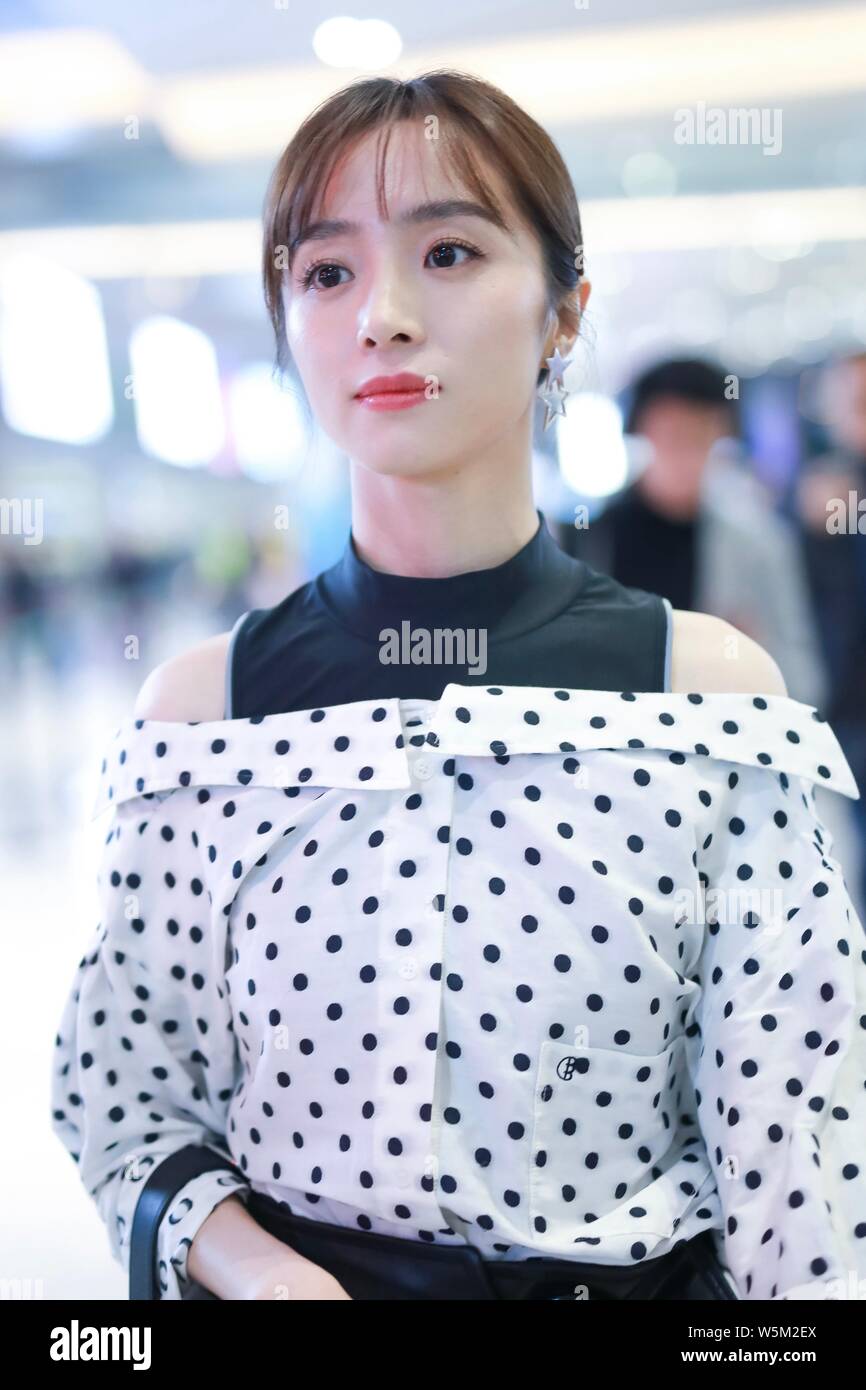 --FILE--Chinese actress Hu Bingqing arrives at the Shanghai Hongqiao ...