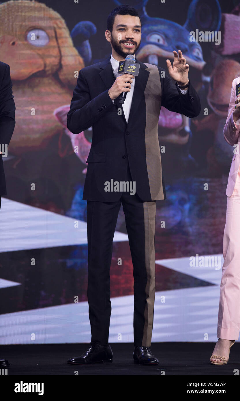 American actor Justice Smith attends a press conference for new movie ...