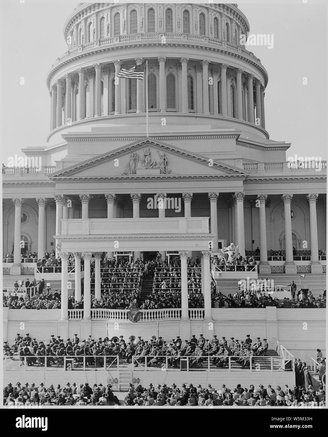 Distance view of the inauguration of President Truman showing the ...