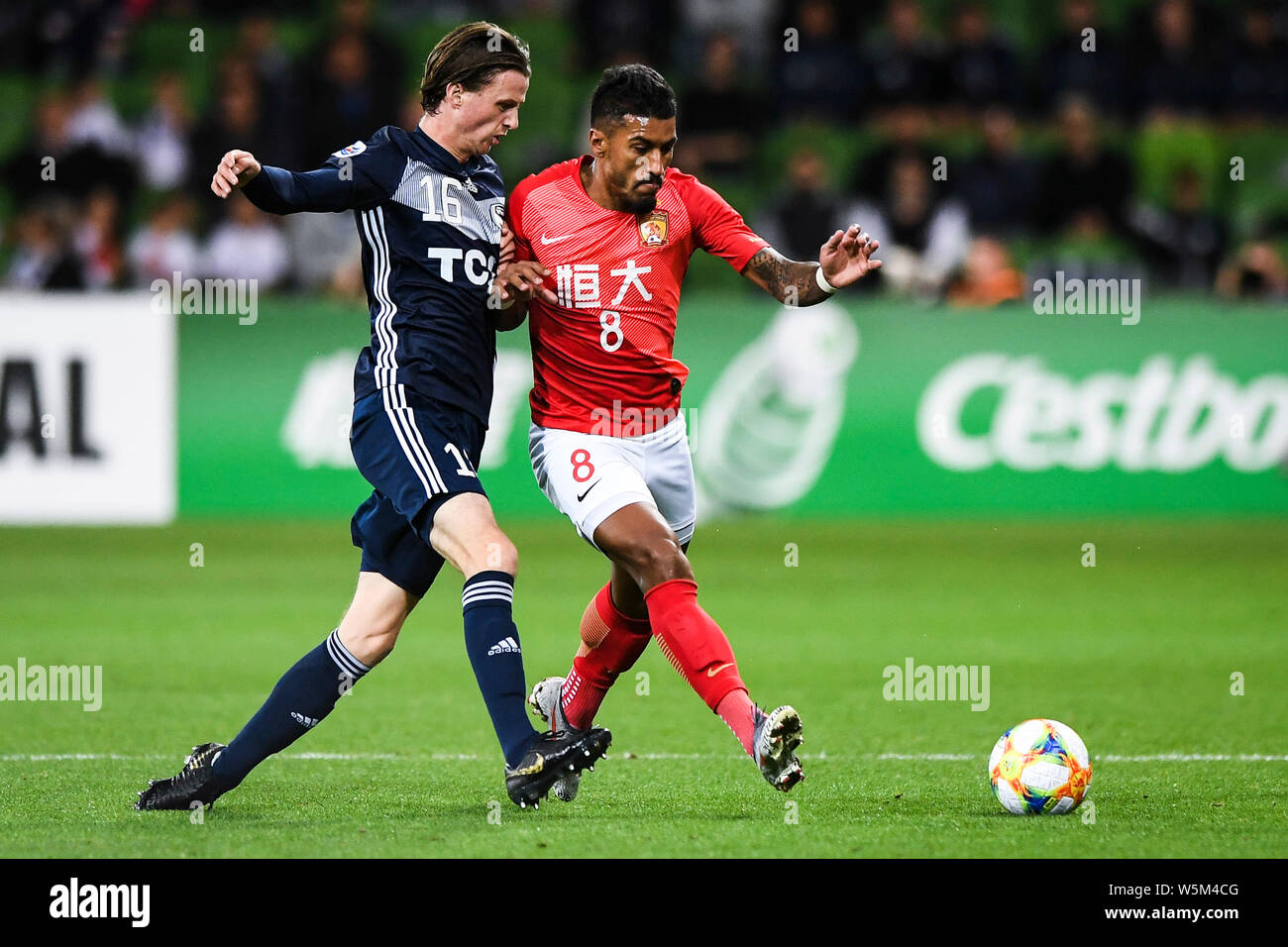 Brazilian football player Paulinho, right, of China's Guangzhou ...