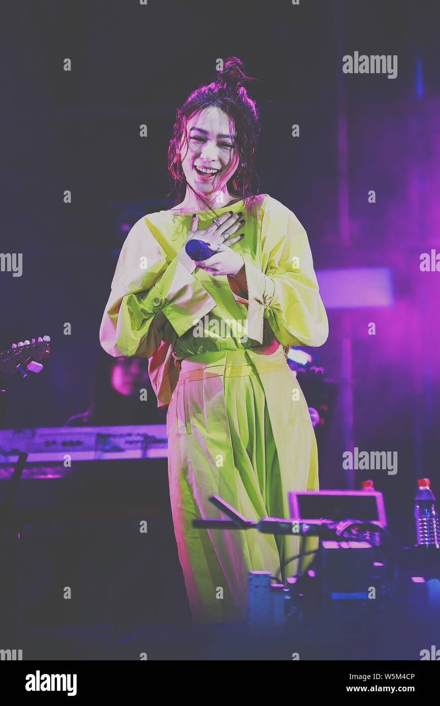 Hebe Tien Fu-chen of Taiwanese girl group S.H.E performs during the ...