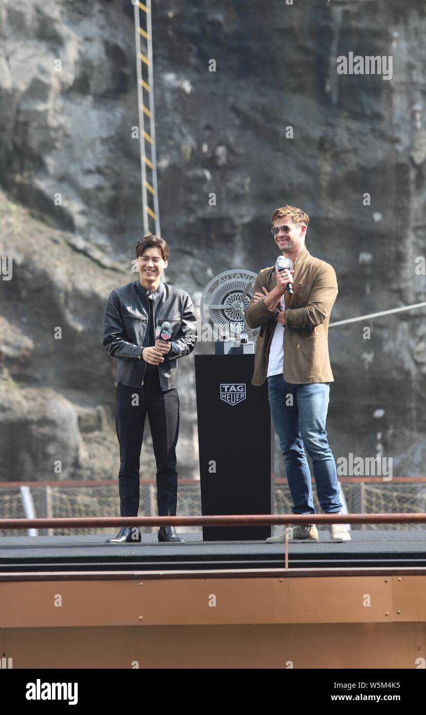 Chinese actor and singer Li Yifeng, left, and Australian actor Chris ...