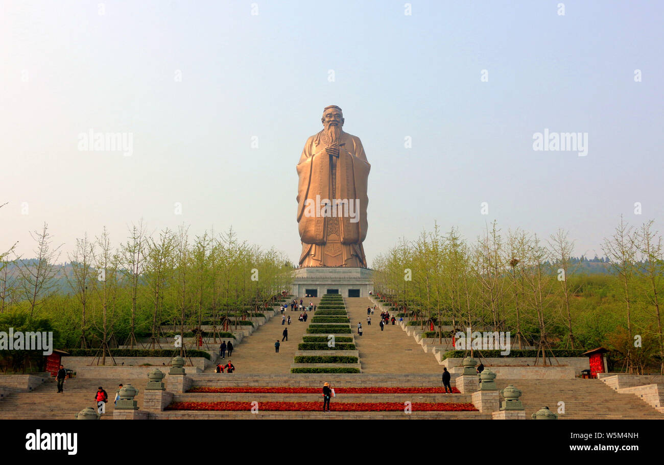 The world's tallest Confucius statue is seen on the Mount Nishan in ...