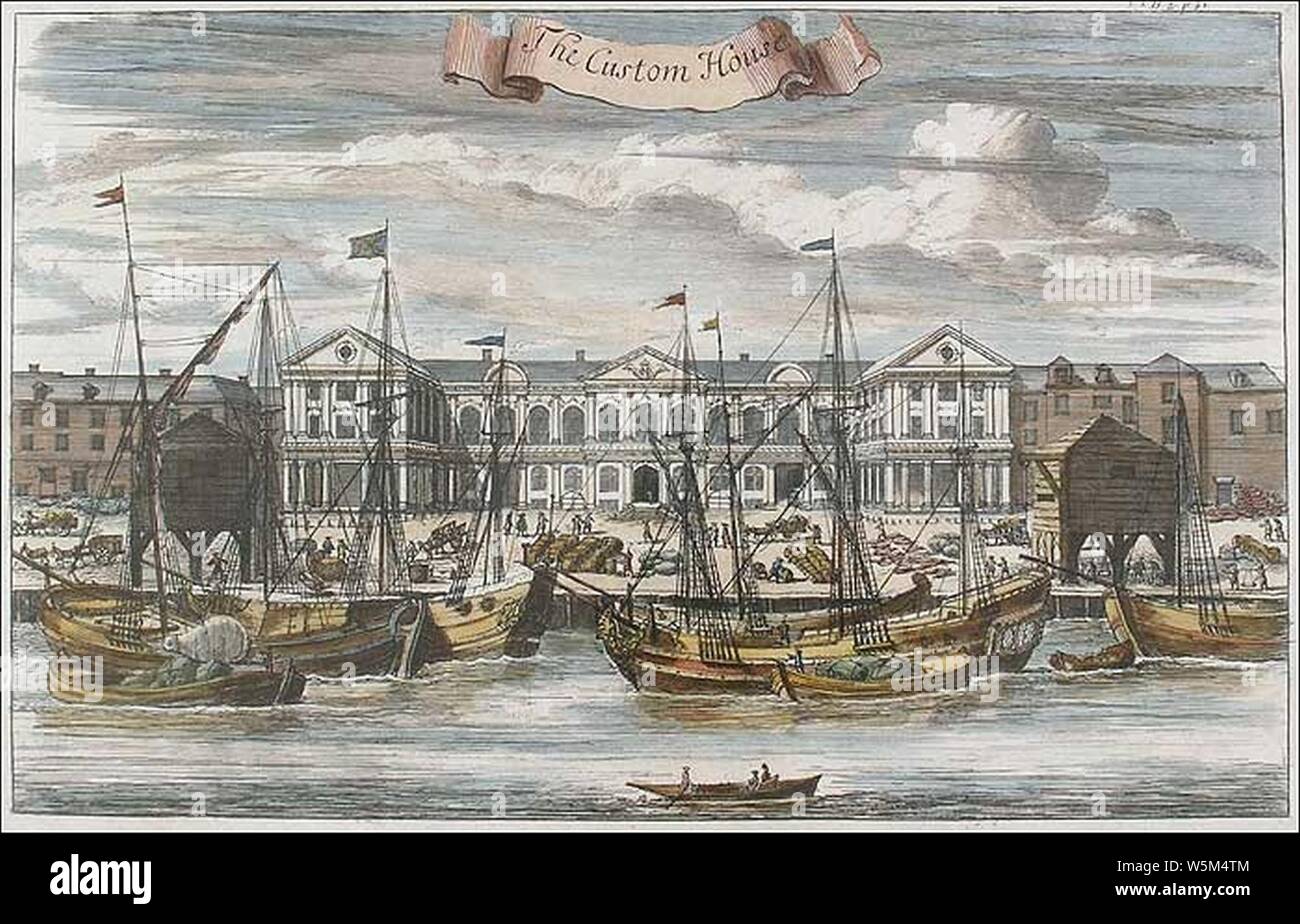 Custom House in 1755 from John Stow's Survey of London Stock Photo - Alamy